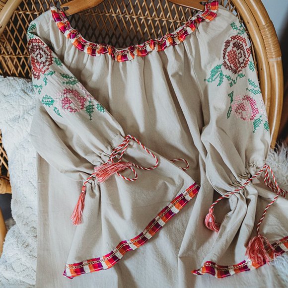 Tops | Boho Bohemian Chic Embroidered Embroider Top Tunic | Poshmark